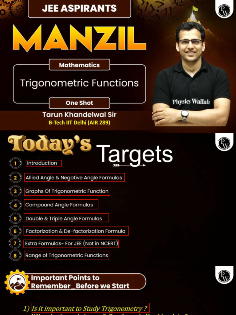 Trigonometric Functions Class Notes (One Shot) | PDF