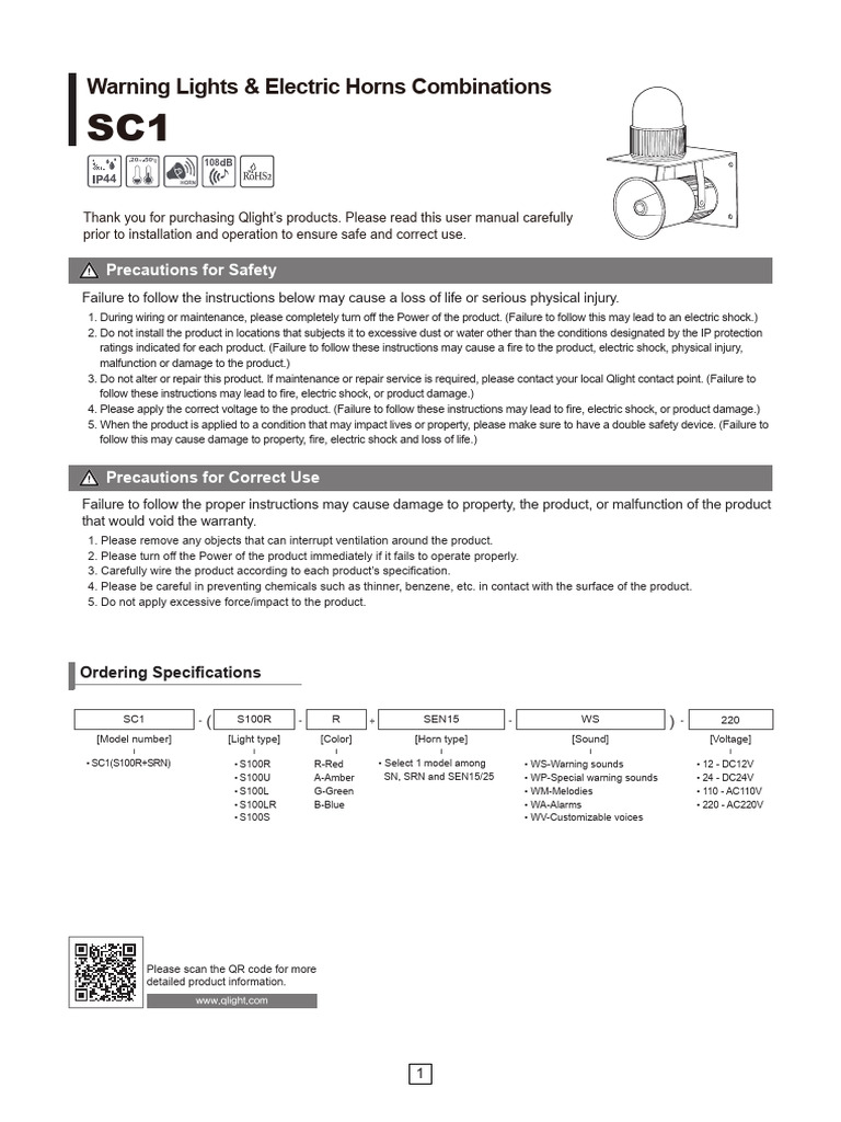 SC1 Manual: Installation & Safety Guide | PDF
