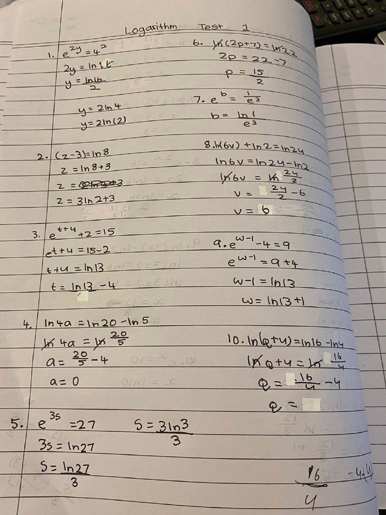 logarithms test - 1 | PDF