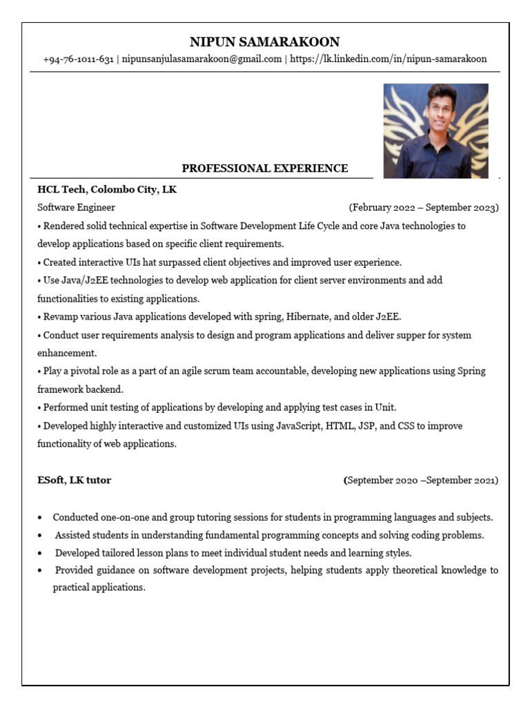 NIPUN Resume Black Template | PDF | Java (Programming Language) | Application Software