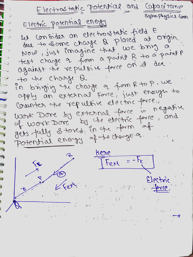 Electric Potential And Capacitance Class 12 Best Handwritten Notes Pdf