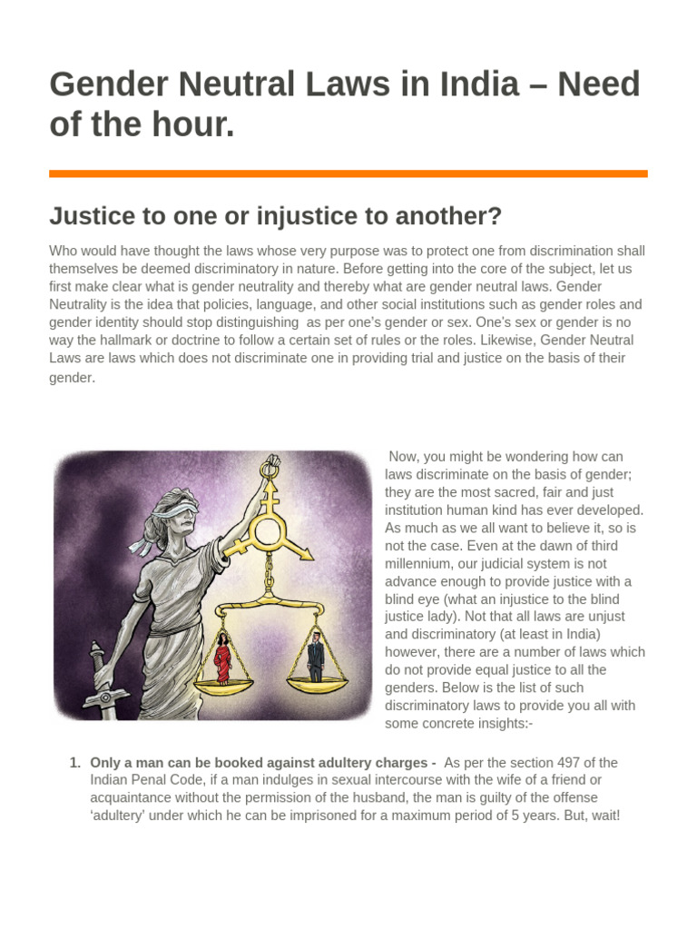 Gender Neutral Laws - Blog Post | PDF | Justice | Crime & Violence