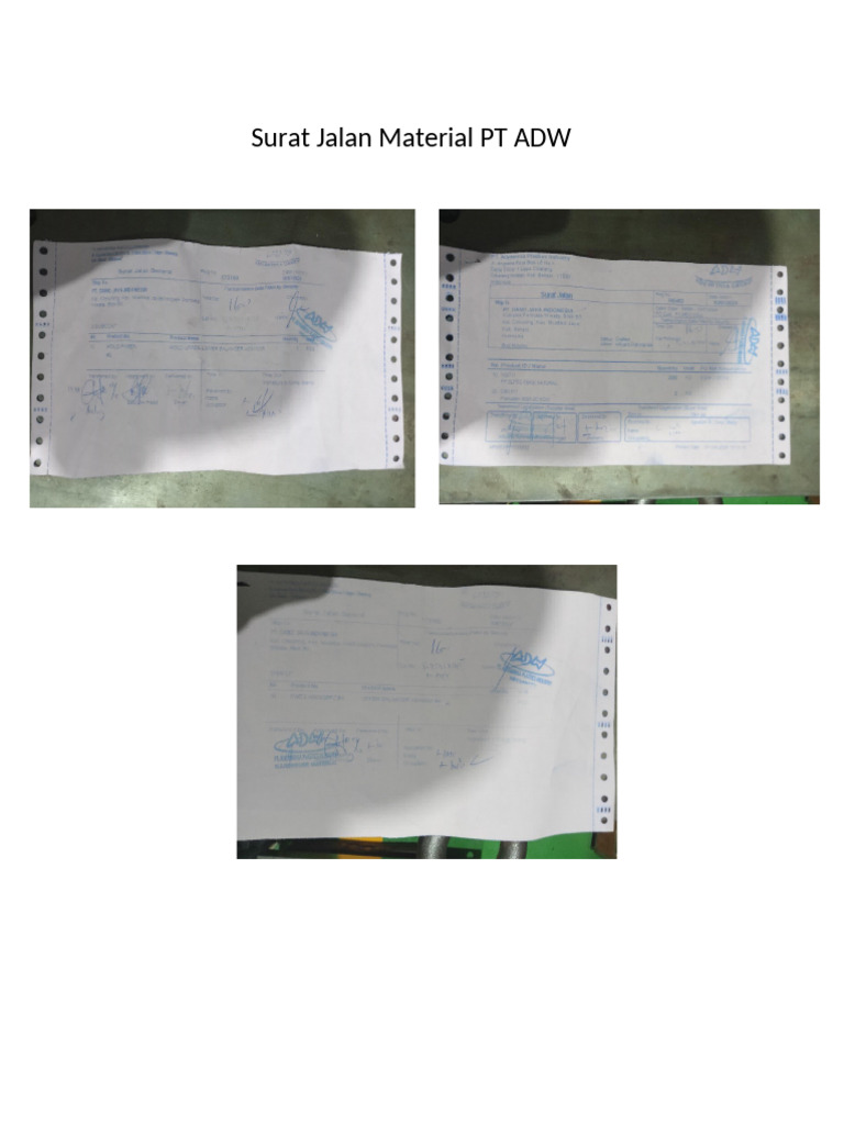 Surat Jalan Material PT ADW | PDF