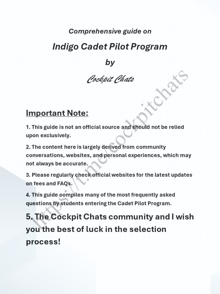 Indigo Cadet Pilot Program Overview | PDF | Situation Awareness | Passport