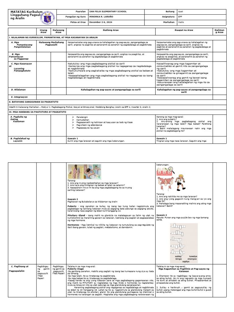 Grades 4-6 DLL Epp-He w1 | PDF