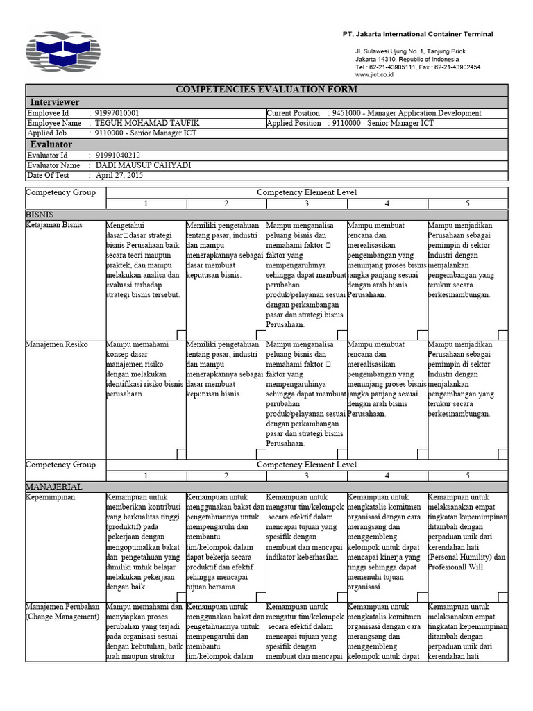 Competency Evaluation Form | PDF