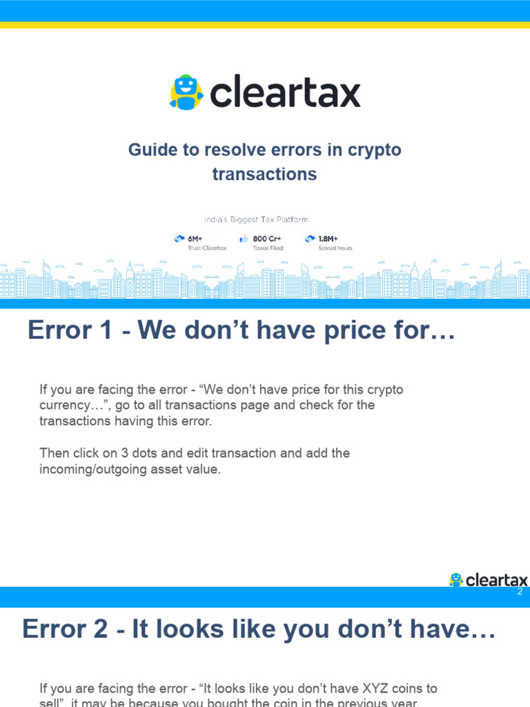 Fixing Crypto Transaction Errors Guide | PDF