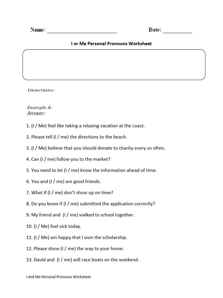 I Me Personal Pronouns 2 | PDF