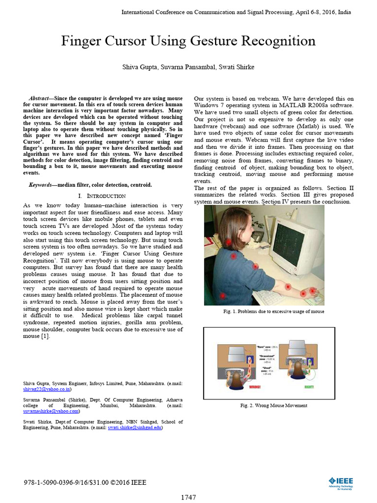 Finger Cursor Using Gesture Recognition | PDF | Rgb Color Model | Pixel