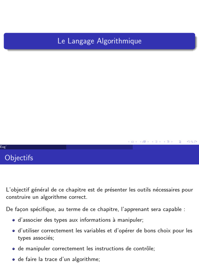 Slides Algorithmique 2024-2025 | PDF | Variable (informatique) | Division