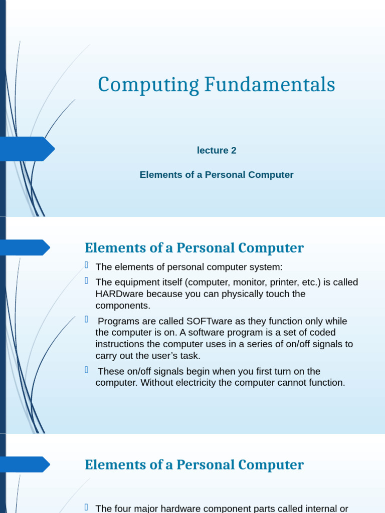 Computing Fundamentals | PDF | Random Access Memory | Personal Computers