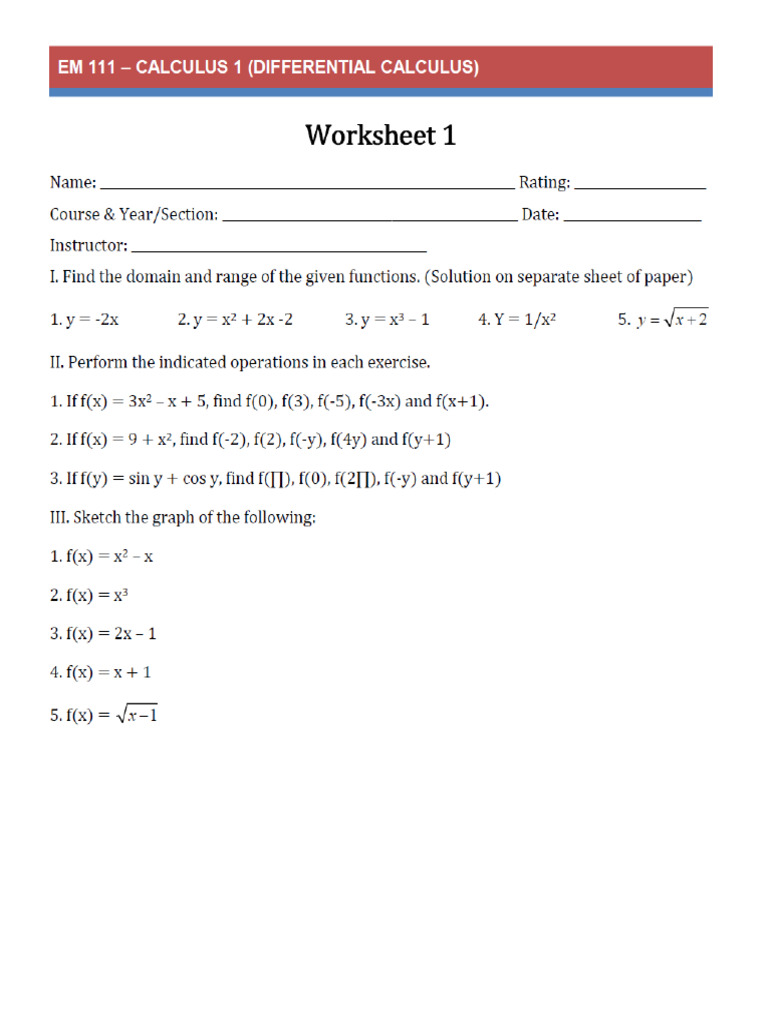 EM111 Worksheet-1 | PDF
