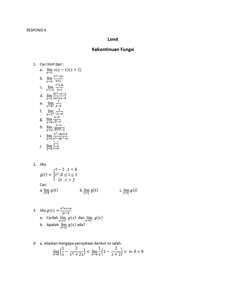 Responsi 4 - Kalkulus 1 | PDF