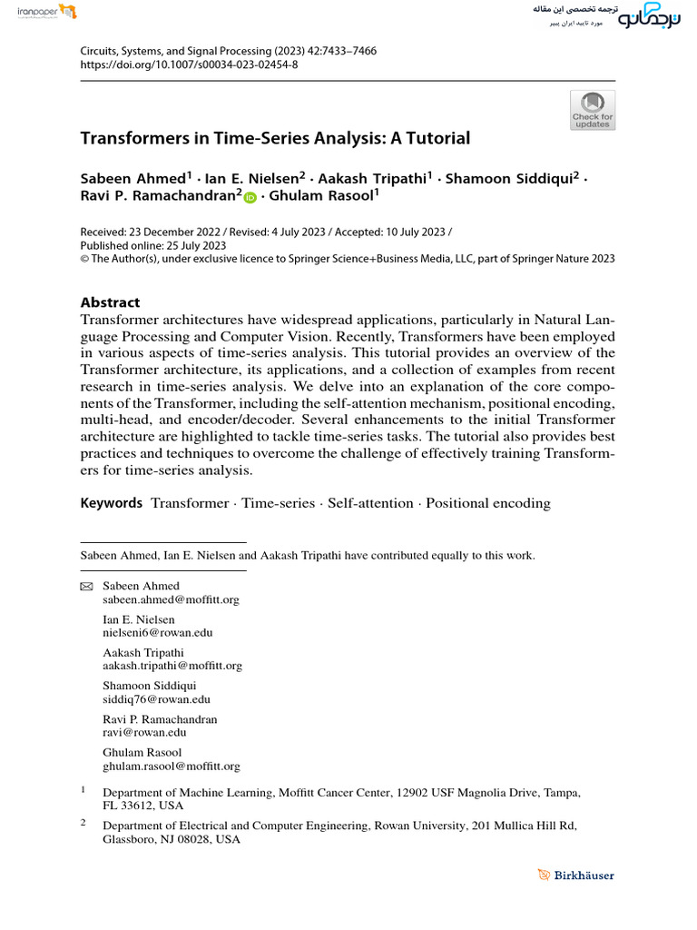 Transformers in Time-Series Analysis: A Tutorial | PDF | Applied Mathematics | Computational ...