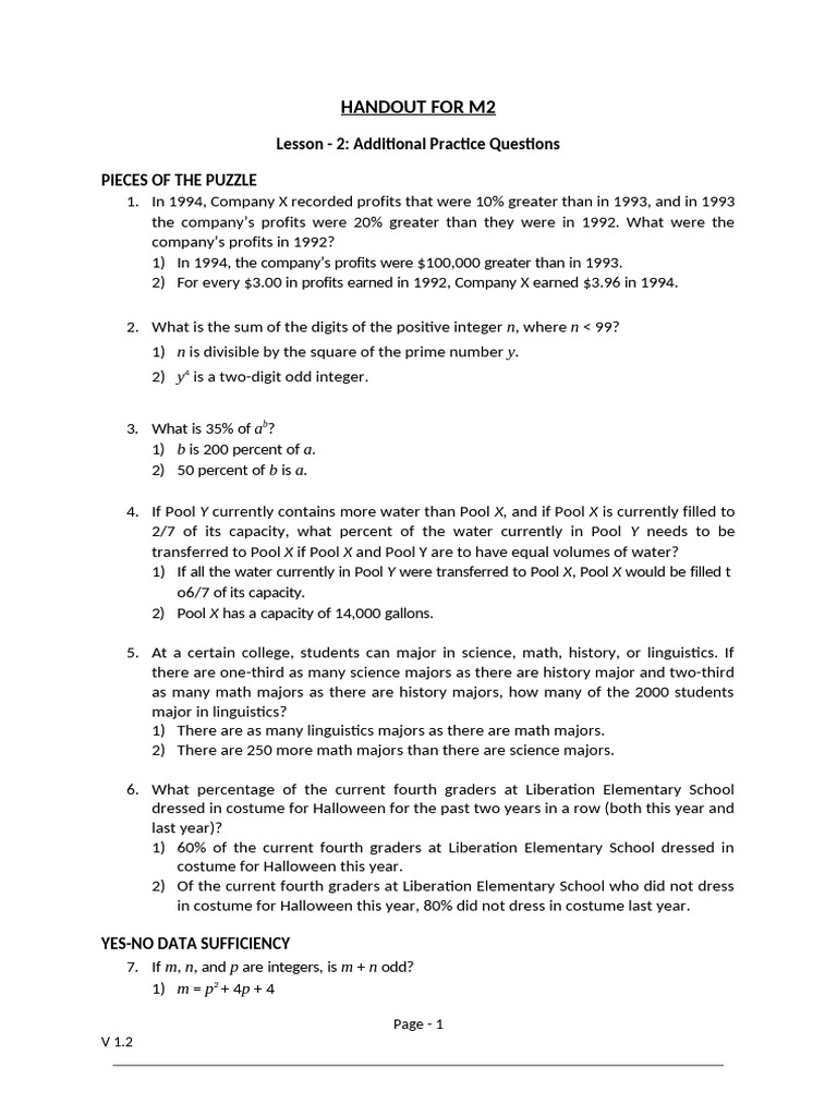 GMAT Handouts - Math.Feb.'17_Handout for M2 | PDF | Field (Mathematics ...