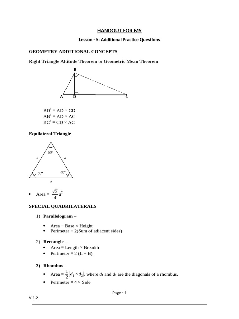 GMAT Handouts - Math - Feb.'17 - Handout For M5 | PDF | Rectangle | Circle