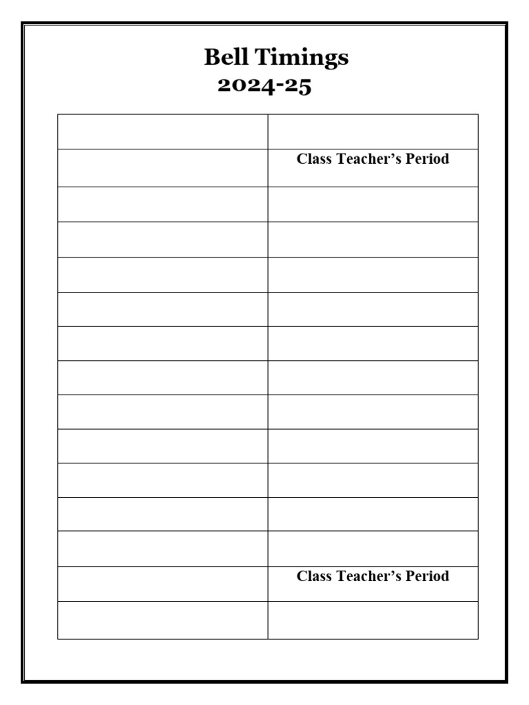 Bell Timings 2024-25 | PDF