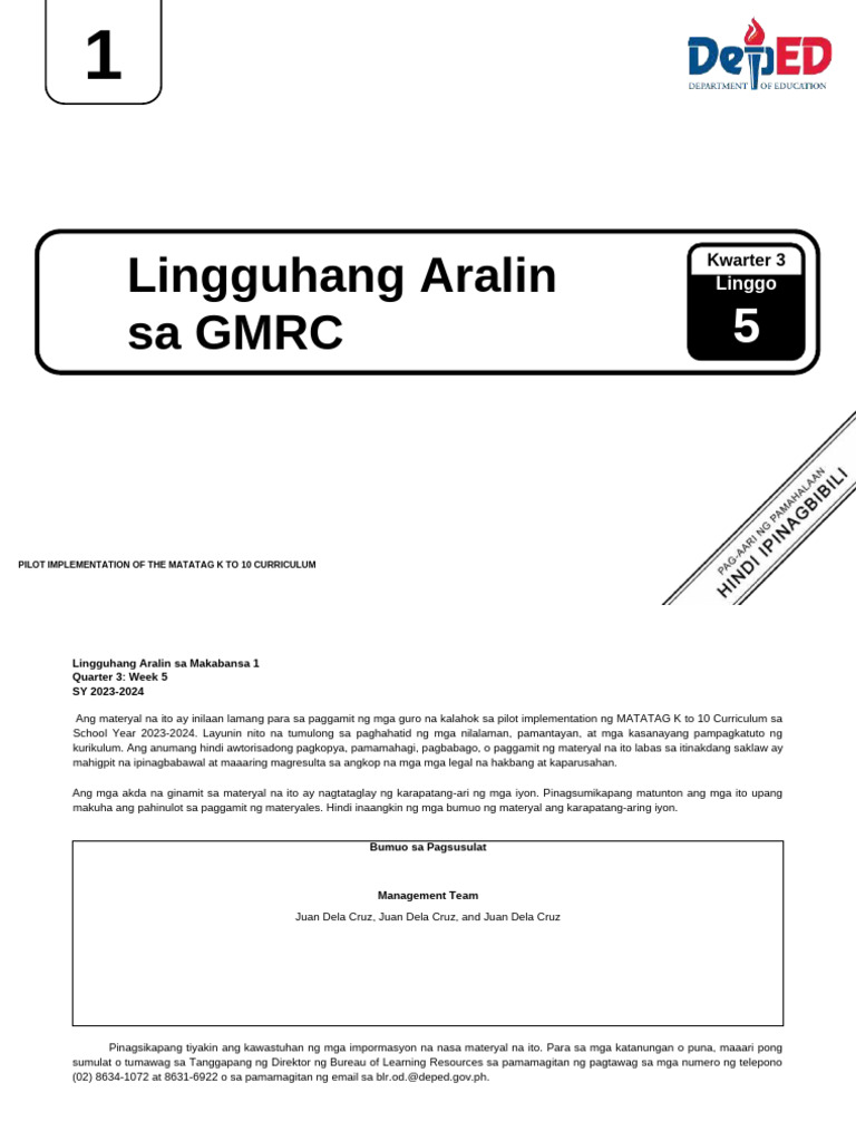 Le Gmrc1 q3 Week5 Final | PDF