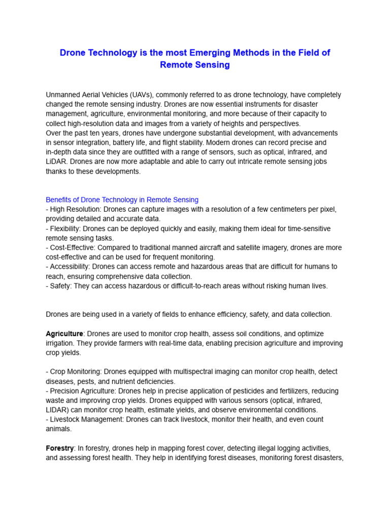 Assignment | PDF | Unmanned Aerial Vehicle | Remote Sensing Assignment | PDF | Unmanned Aerial Vehicle | Remote Sensing