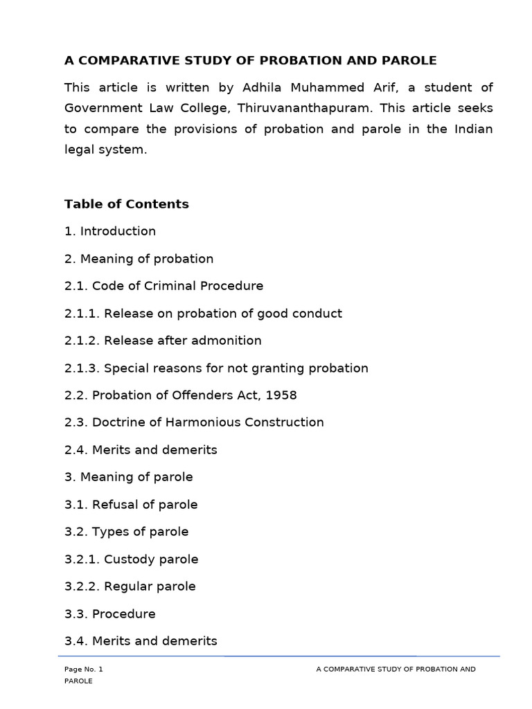 Comparing Probation and Parole in India | PDF | Probation | Parole
