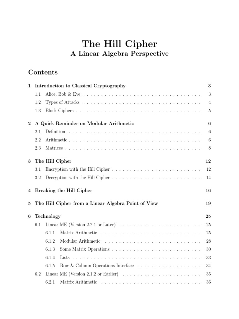 Hill Cipher: For Math & Crypto Enthusiasts | PDF | Cryptography | Cryptanalysis