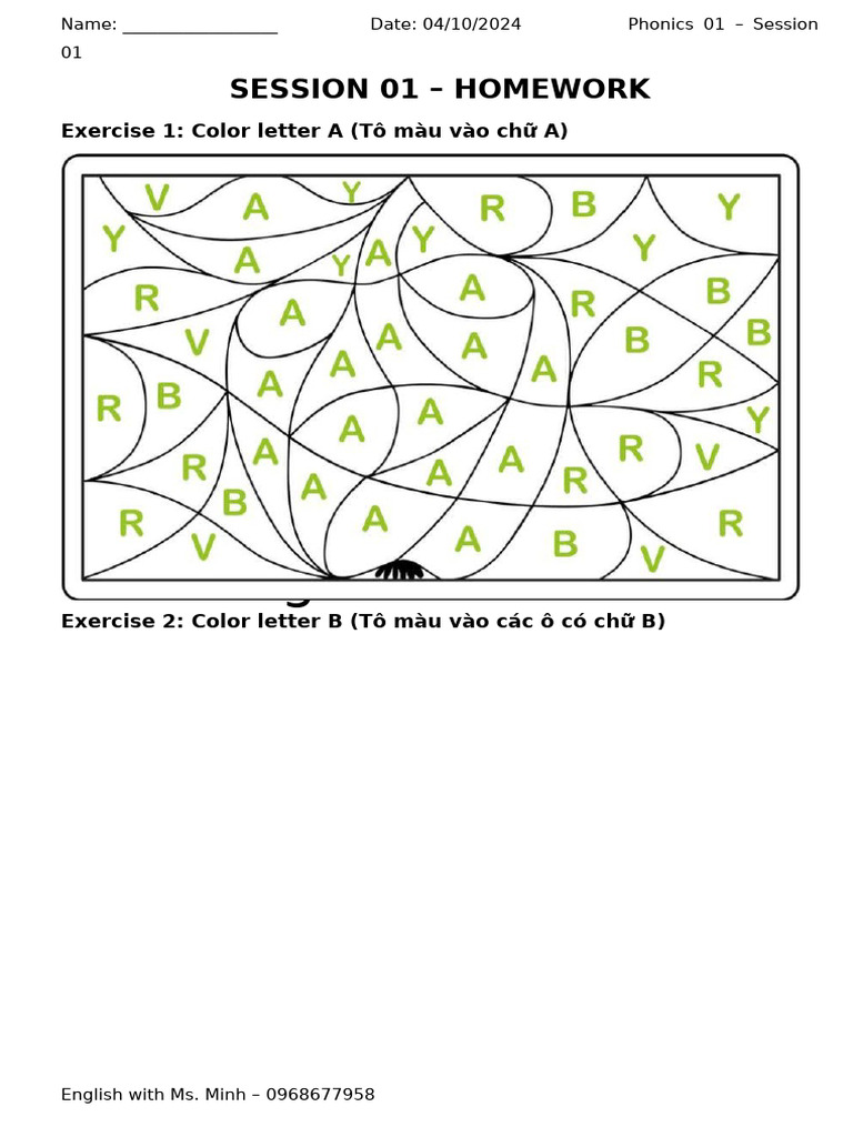 Phonics 01 - Session 01 - Homework | PDF