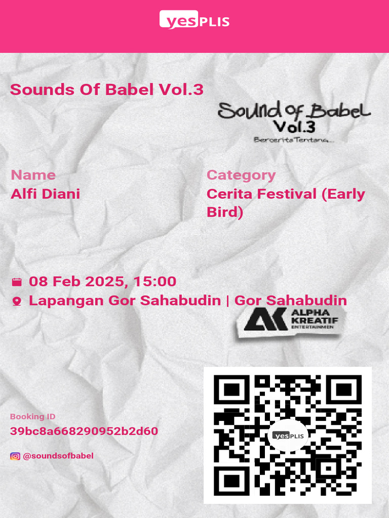 Sounds of Babel Vol.3: Name Category Alfi Diani Cerita Festival (Early ...