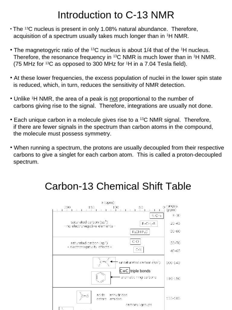In Depth C13_NMR | PDF | Carbon 13 Nuclear Magnetic Resonance | Proton ...