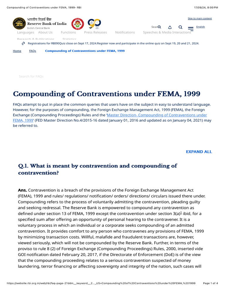 FAQ On Compounding | PDF | Reserve Bank Of India | Business Law
