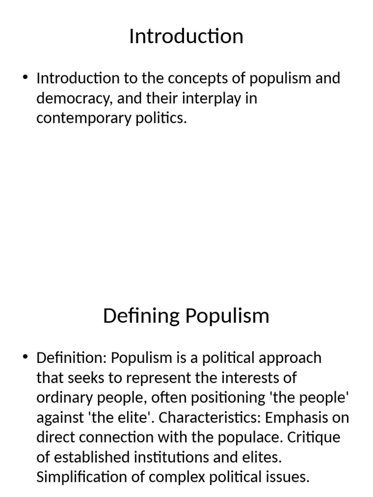 Populism and Democracy: A Complex Relationship | PDF