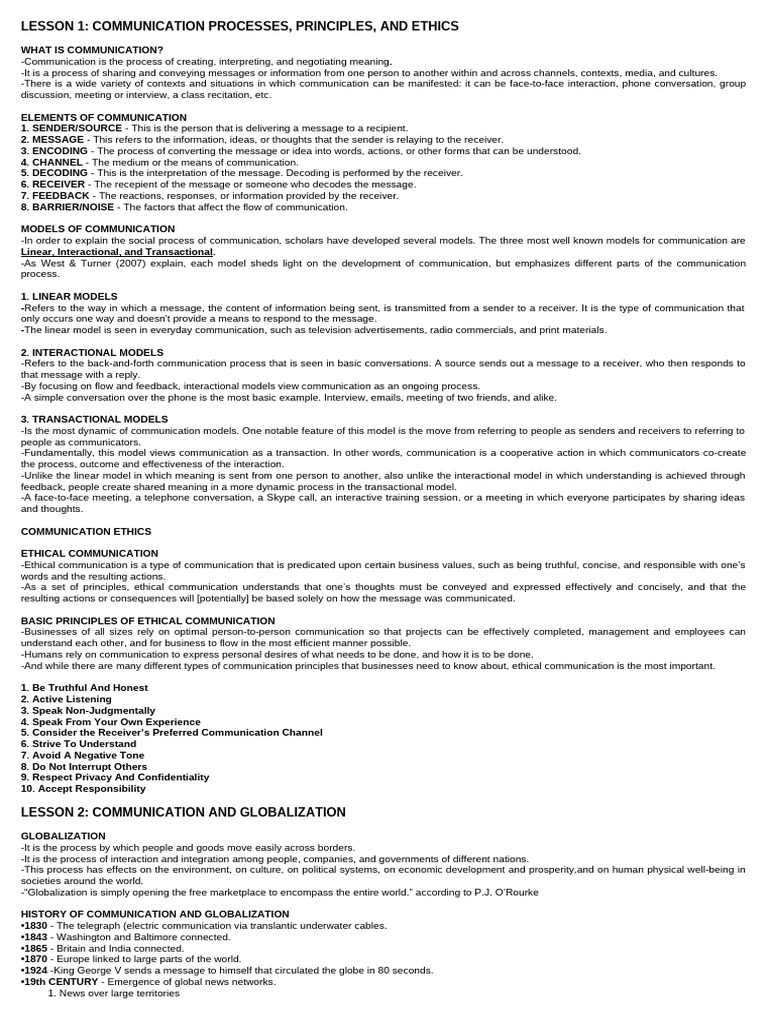 Purcom Lesson 1-4 Reviewer | PDF | Public Speaking | Communication