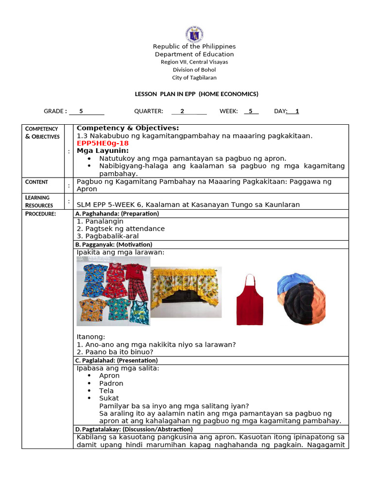 EPP5 PLP Q2 W5 Day 1 5 1 | PDF