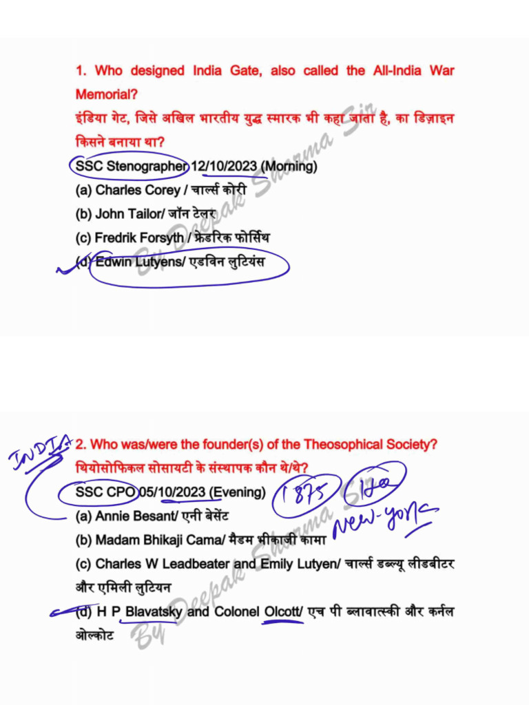 MODERN HISTORY PYQ BY DEEPAK SHARMA SIR | PDF