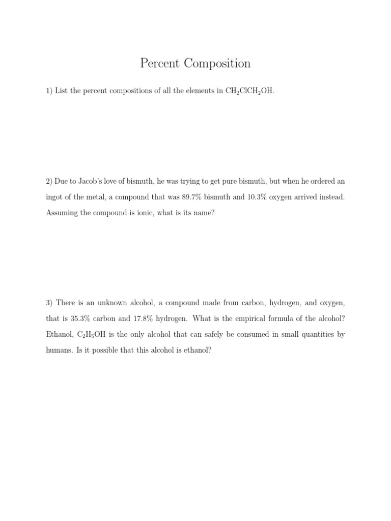 Percent Composition and Empirical Formulas | PDF
