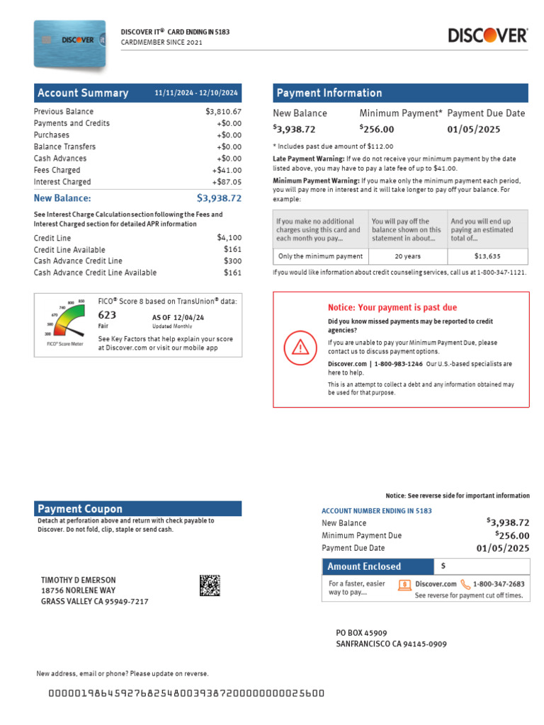 Discover Statement 20241210 5183 | PDF | Credit Card | Payments