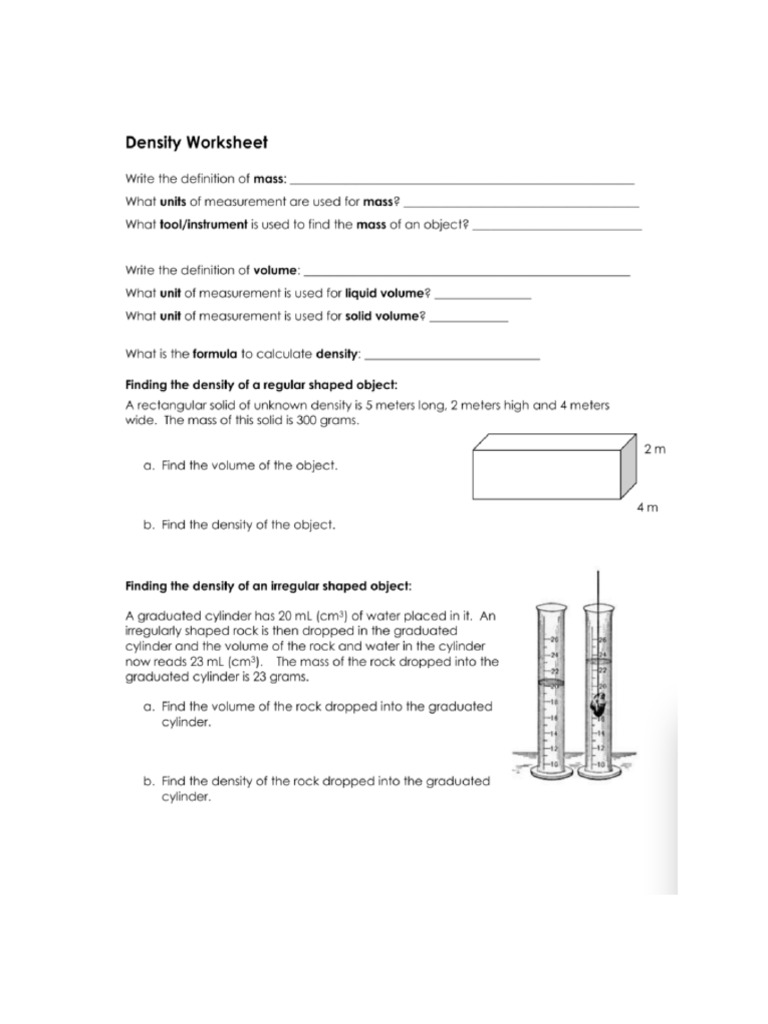 Density Worksheet 2 | PDF