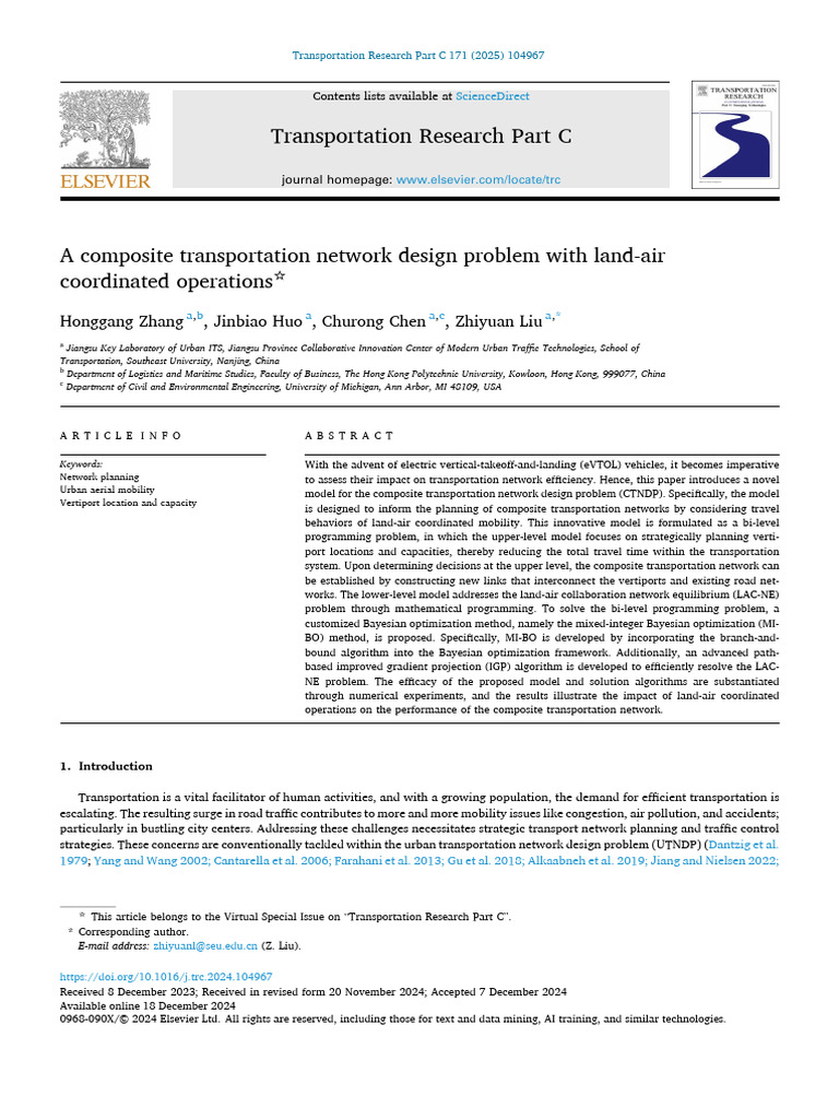 A composite transportation network design problem with land-air coordinated operations | PDF ...