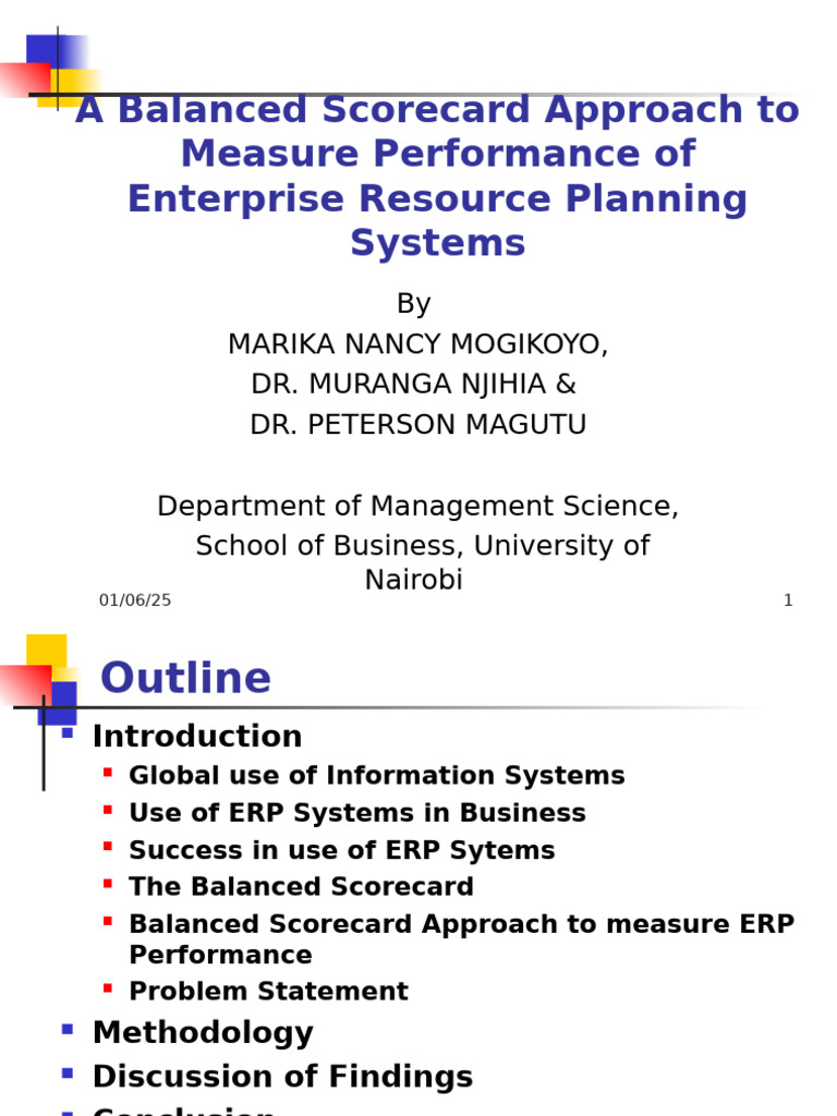 A Balanced Scorecard Approach to Measure ERP Performance | PDF ...