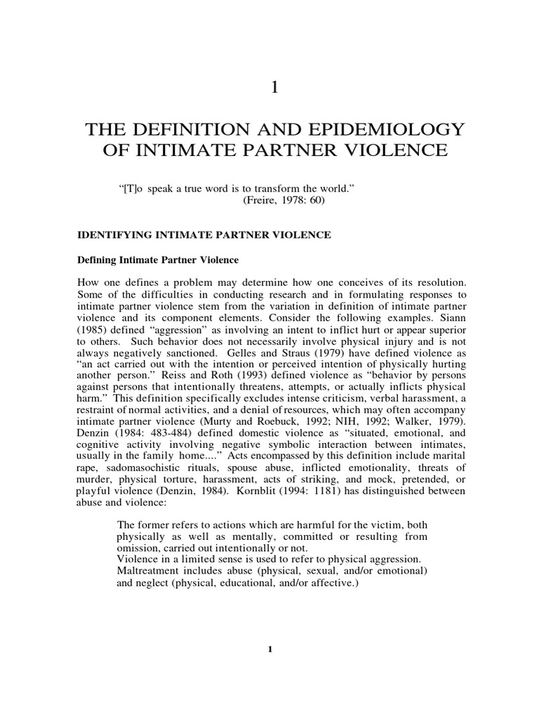 The Definition and Epidemiology of Intimate Partner Violence | PDF ...