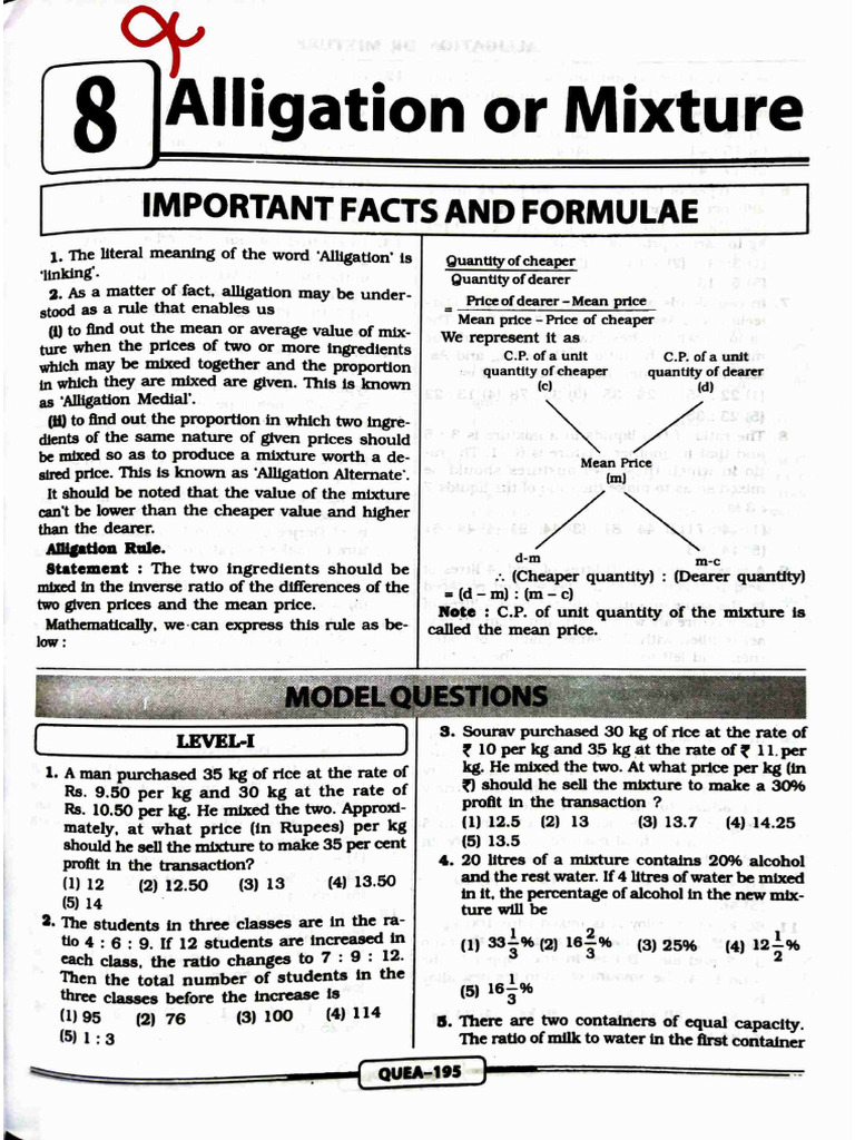 Alligation or Mixture_Compress [9C_creations | PDF