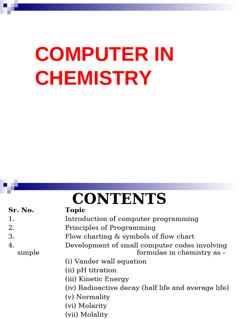 Computer in Chemistry | PDF | Computer Program | Programming