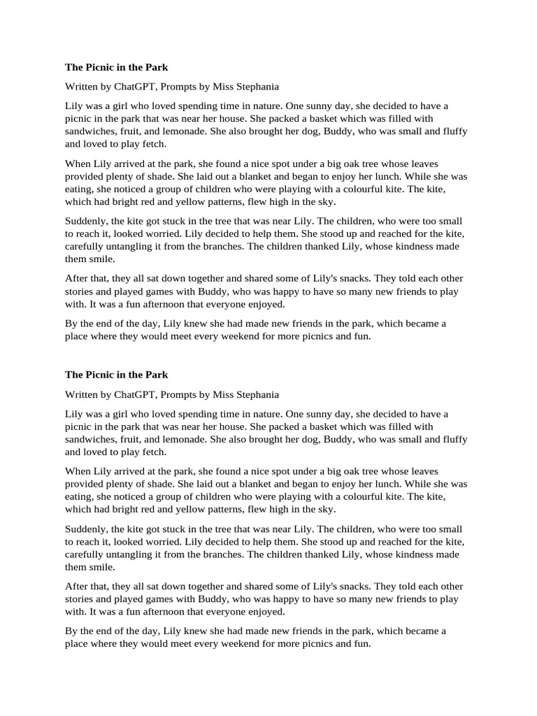 The Picnic in The Park - Relative Pronouns Clauses | PDF | Picnic