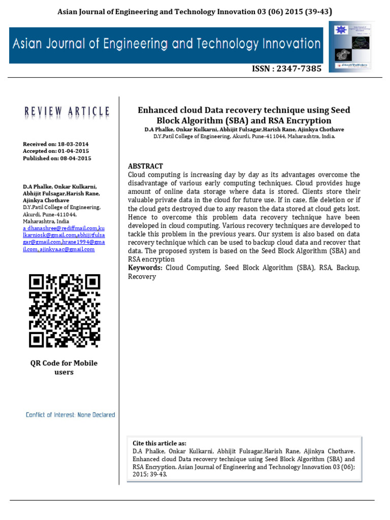 Enhanced Cloud Data Recovery Techniques | PDF | Cloud Computing | Backup