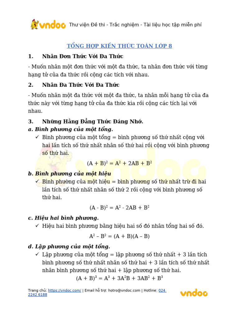 Tong Hop Kien Thuc Lop 8 | PDF