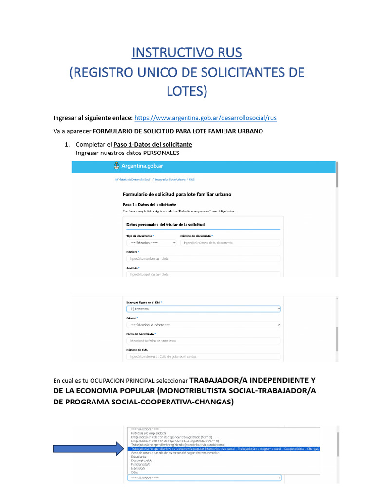 Instructivo Rus Final | PDF