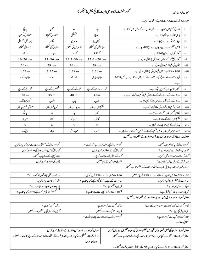 1 ST Year DEC Test | PDF