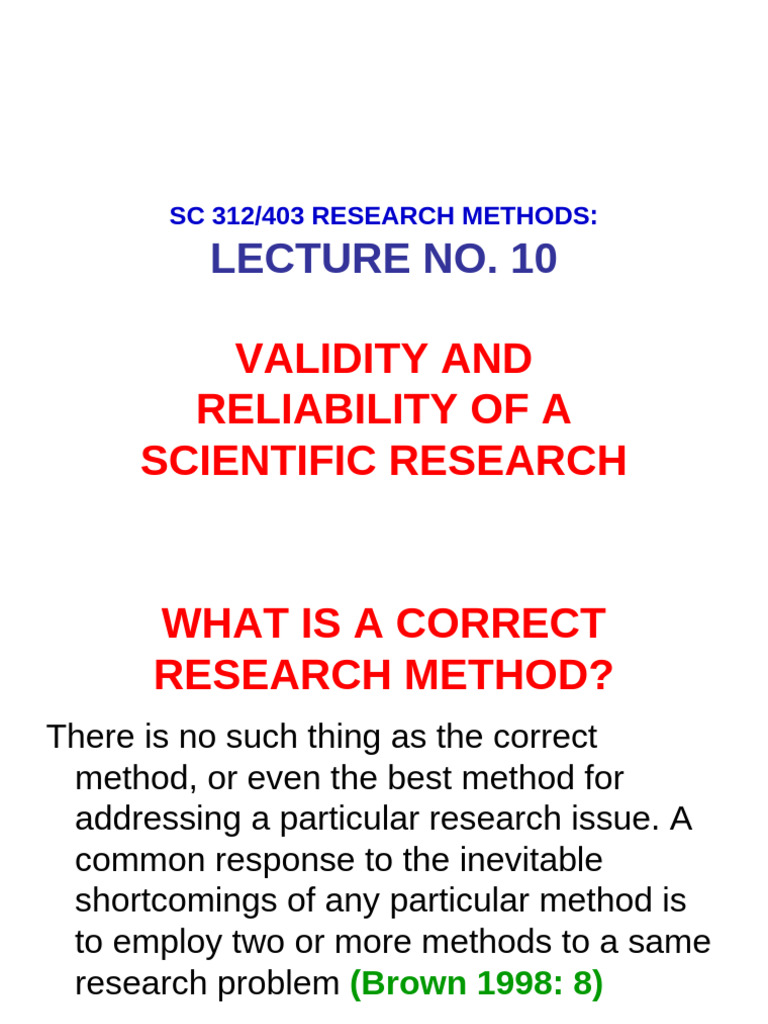 Validity and Reliability in Research Methods | PDF | Methodology | Validity (Statistics)