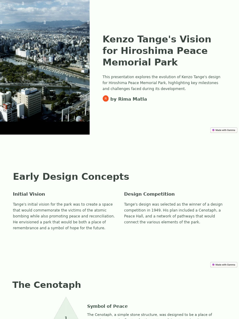 Kenzo Tanges Vision For Hiroshima Peace Memorial Park | PDF ...