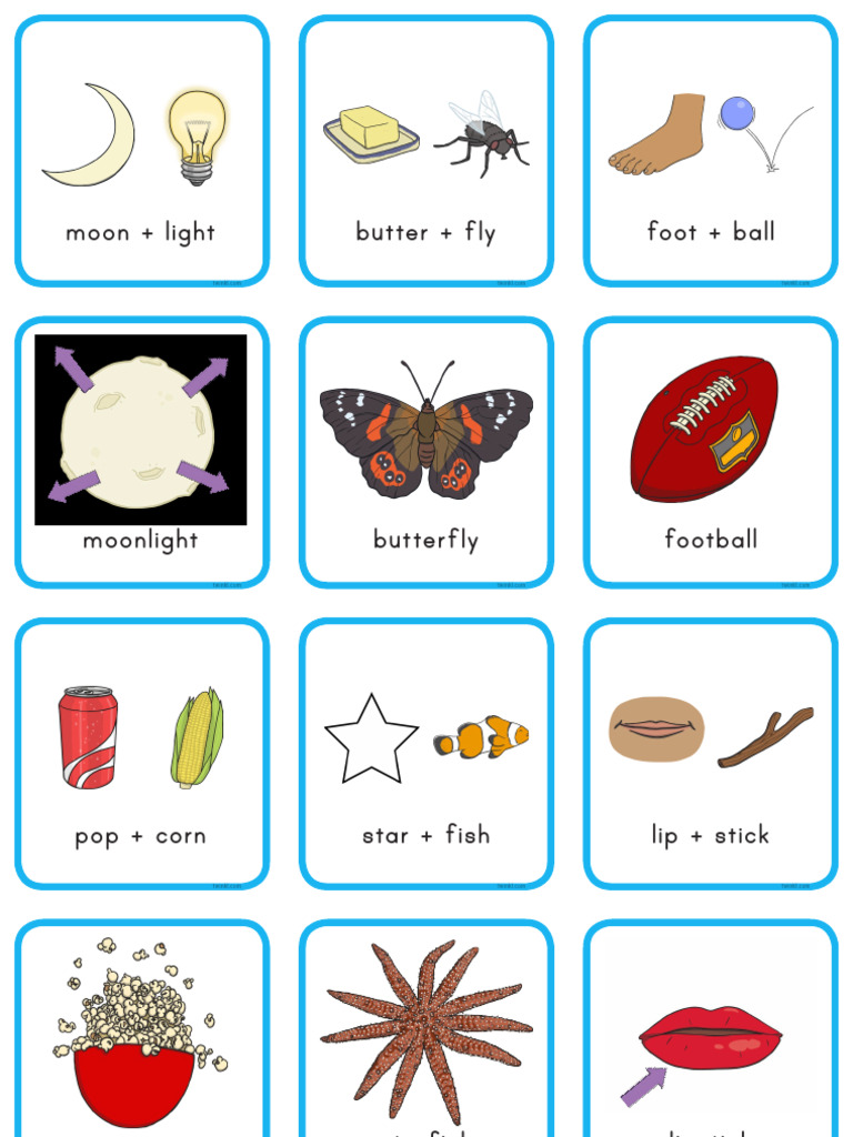 Us Au L 136 Compound Words Matching Game English United States - Ver ...