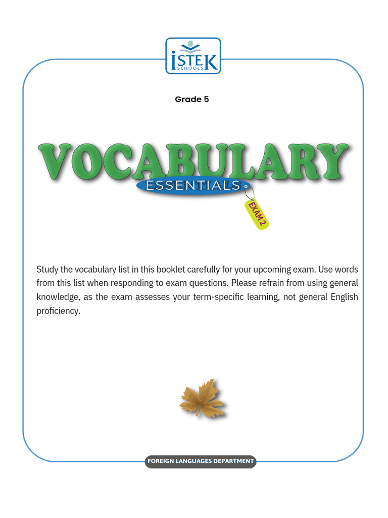 Vocabulary Essentials Grade 5 Exam 2 | PDF | Cuisine | Foods
